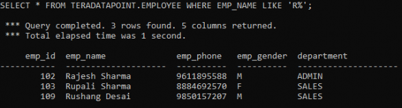 LIKE in Teradata - Teradata Point