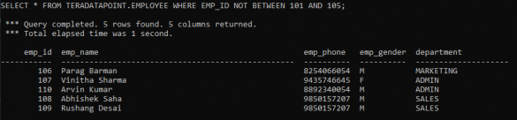 BETWEEN in Teradata - Teradata Point