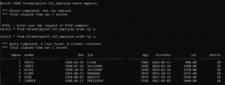 Teradata Delete Statement - Teradata Point
