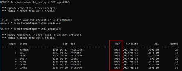 Teradata UPDATE Statement - Teradata Point